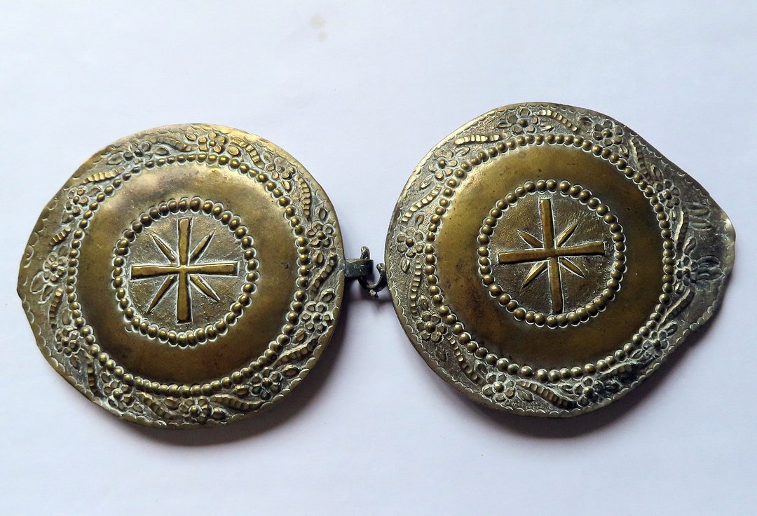 Vintage Antique Turkish Ottoman Empire Brass Belt Buckle, Two Parts, 8. ...