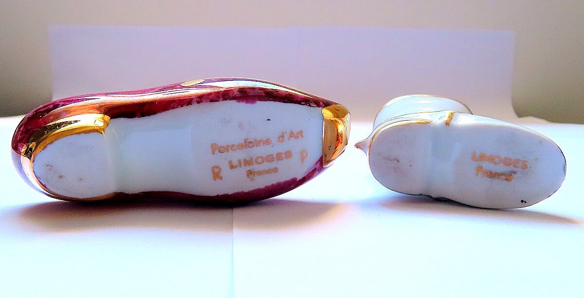 Vintage Pair 1980s Limoges France Miniature Porcelain Boot Gold ...