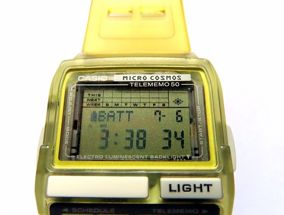 Casio DBC-63 Micro Cosmos Telememo 50 Data Bank Digital Watch, Made in Korea, YELLOW RARE - Etsy