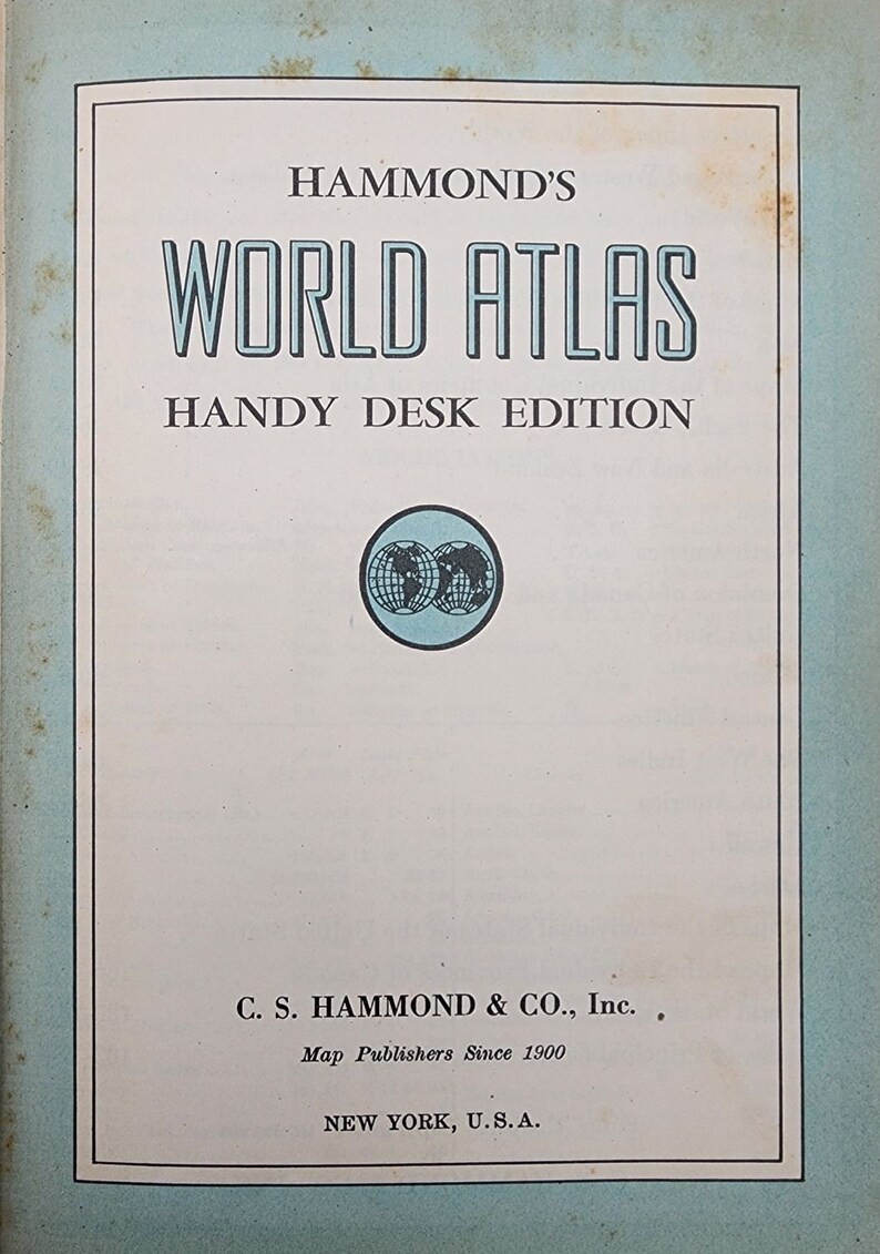 1948 Hammonds World Atlas Handy Desk Edition - Etsy