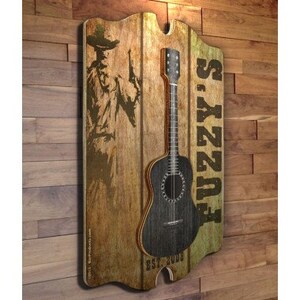 Western Wood Bar Sign Guitar Country Themed Wooden Guitar Tavern Sign ...