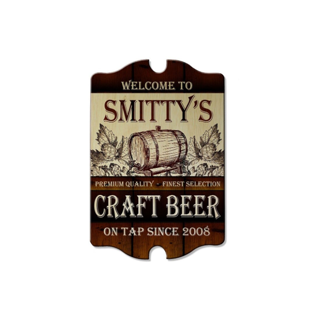 Personalized Bar Sign Home Bar Sign Customizable Craft Beer Wood Tavern ...