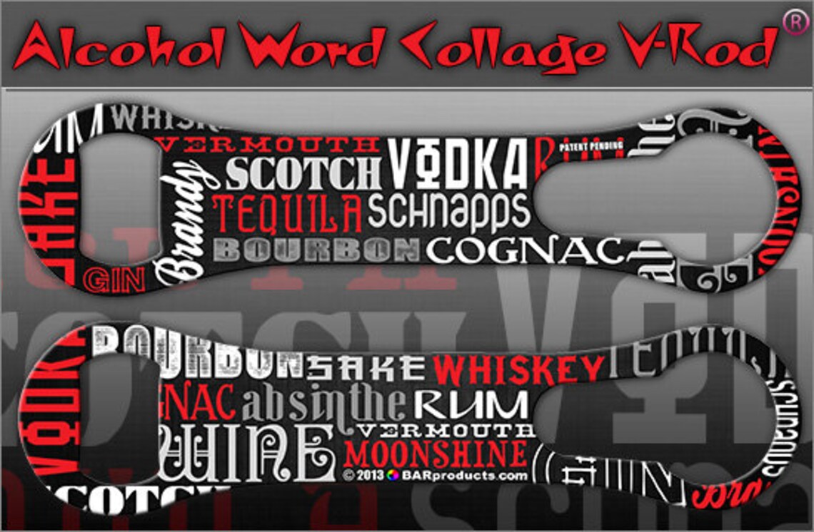 Alcohol Word Collage V-rod Bottle Opener - Etsy