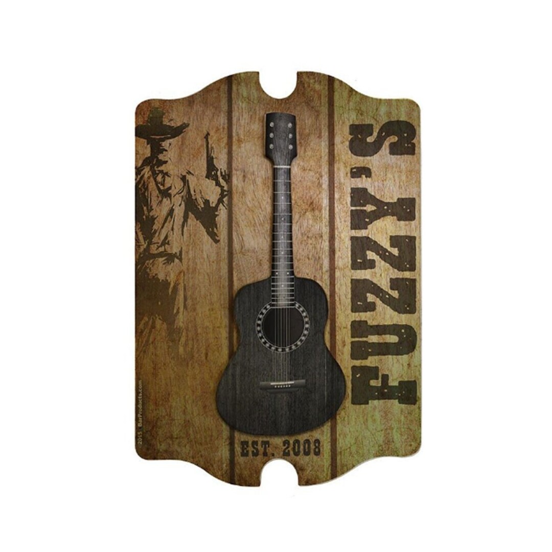 Western Wood Bar Sign Guitar Country Themed Wooden Guitar Tavern Sign ...