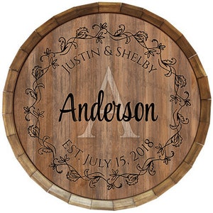 Monogram Wood Barrel Top Sign Custom Name - Etsy