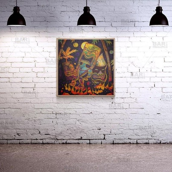 Square Wooden Table Top or Wall Hanging tiki Fire | Etsy