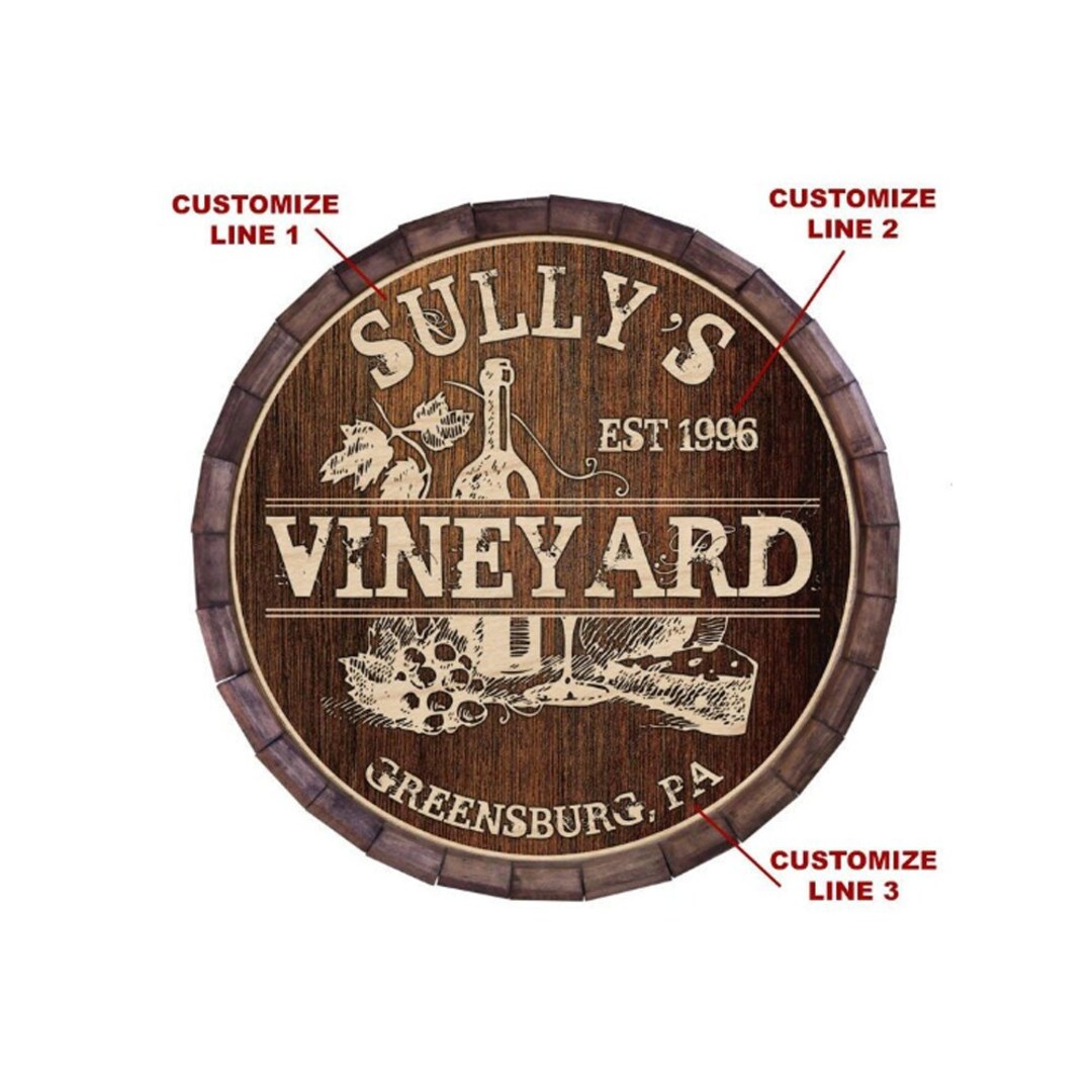 Custom Wood Barrel Top Sign Vineyard Wine Design Wine Wall - Etsy