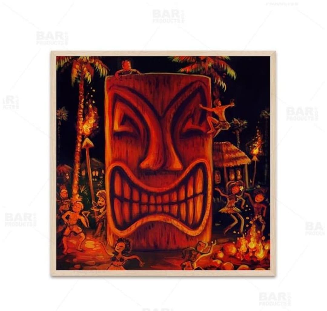 Tiki Bar Decor Tiki Bar Decoration Tiki Art Square Wooden Table Top or ...