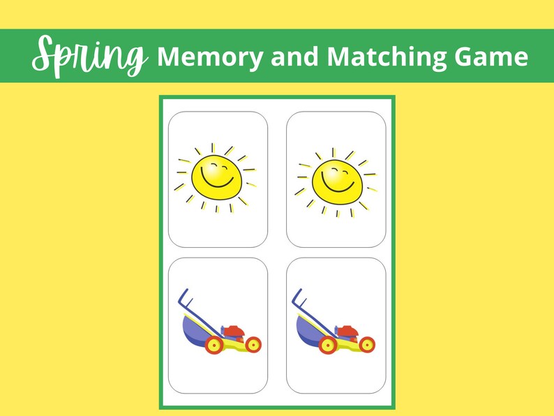 Spring Theme Matching Game | Printable Memory Game | Indoor Activity ...