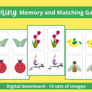 Spring Theme Matching Game | Printable Memory Game | Indoor Activity ...