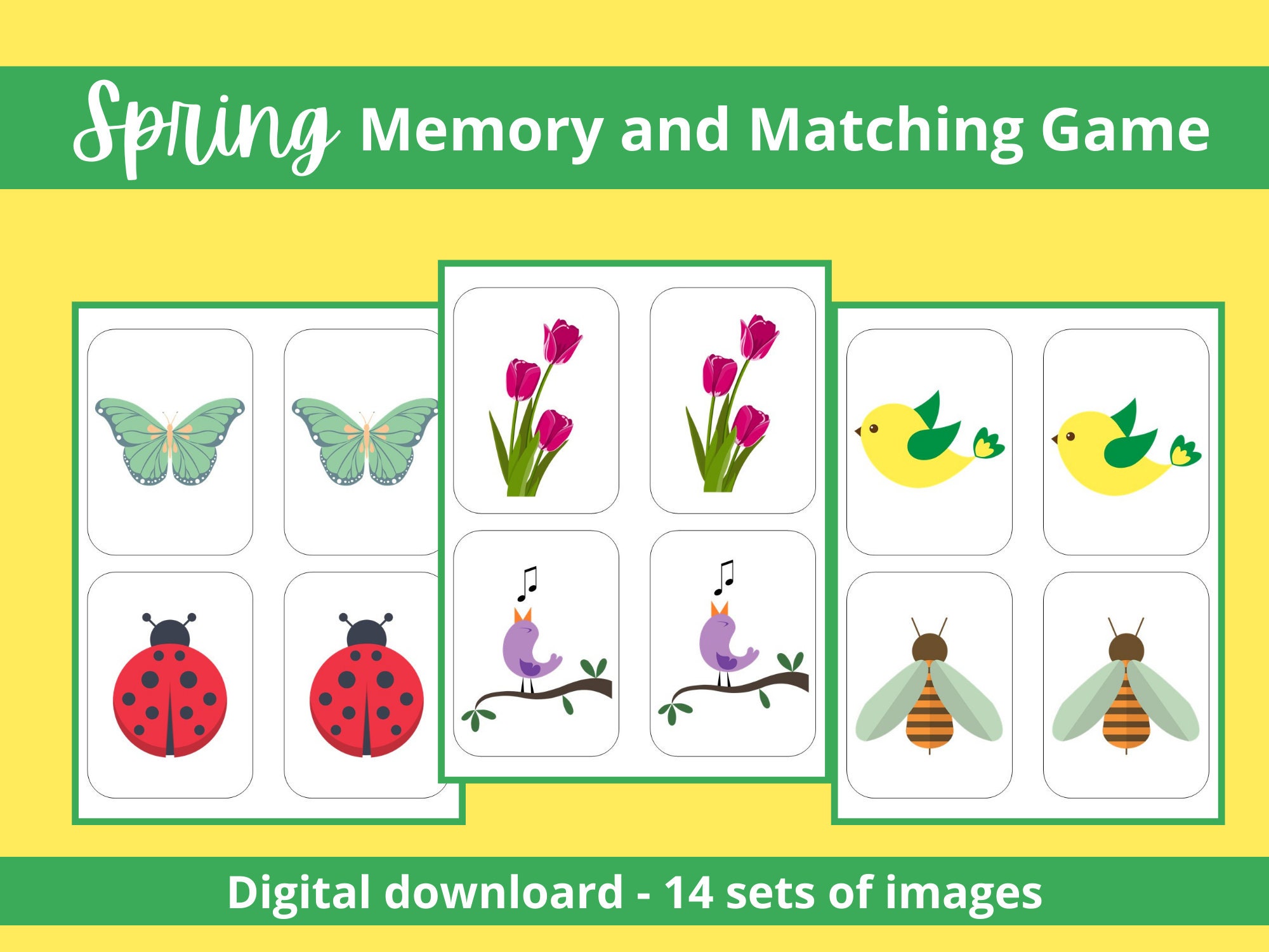 Spring Theme Matching Game | Printable Memory Game | Indoor Activity ...