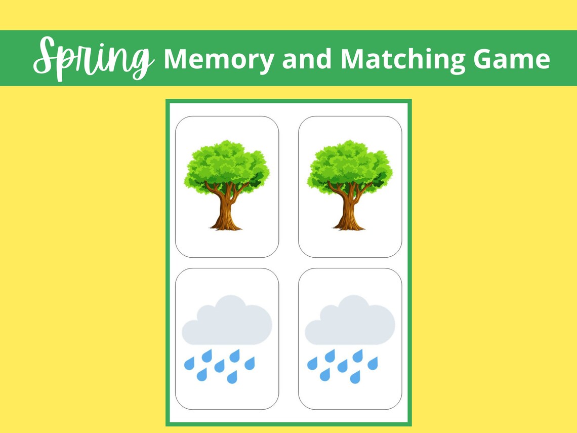Spring Theme Matching Game Printable Memory Game Indoor Activity for ...
