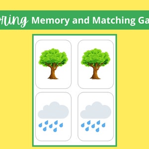 Spring Theme Matching Game | Printable Memory Game | Indoor Activity ...