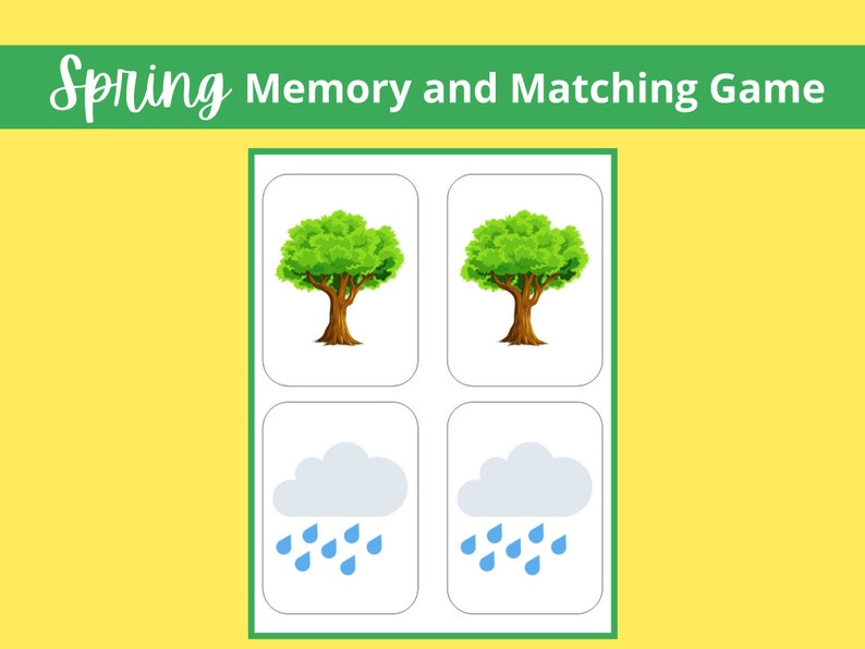 Spring Theme Matching Game | Printable Memory Game | Indoor Activity ...