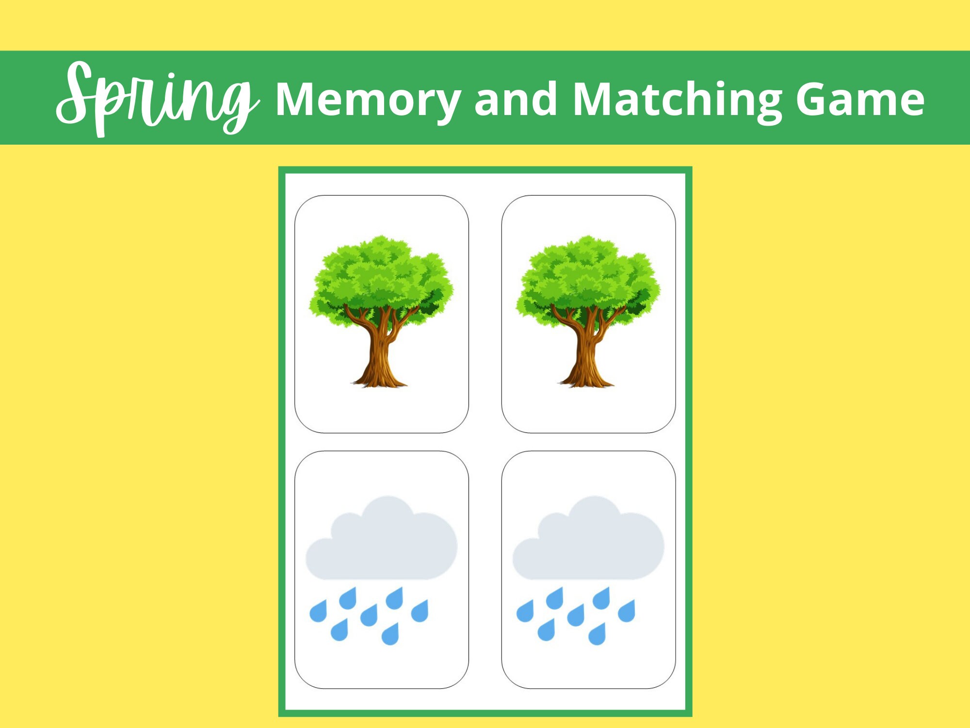 Spring Theme Matching Game | Printable Memory Game | Indoor Activity ...