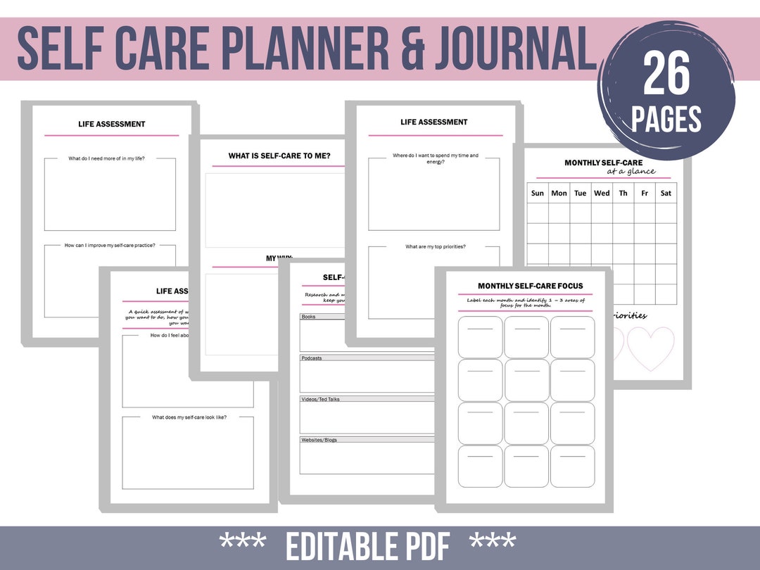 Self Care Workbook Journal Planner for a Self Love Practice, Printable ...