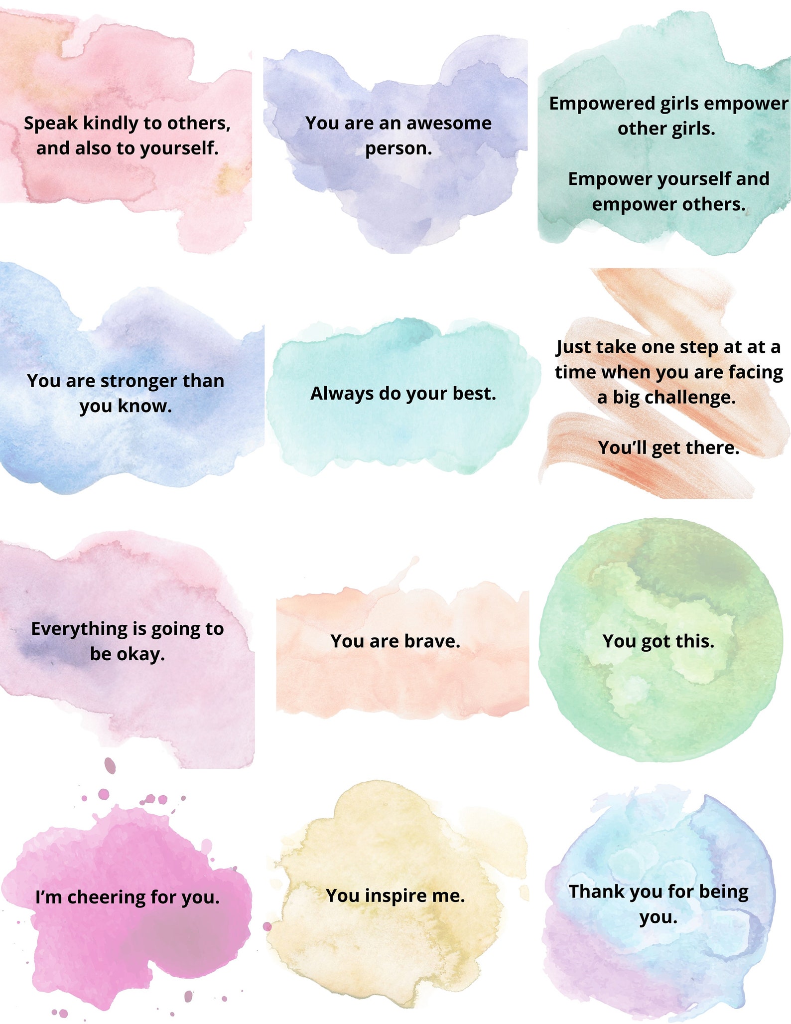Positive Affirmation Cards for Positive Thoughts, Printable Notes With ...