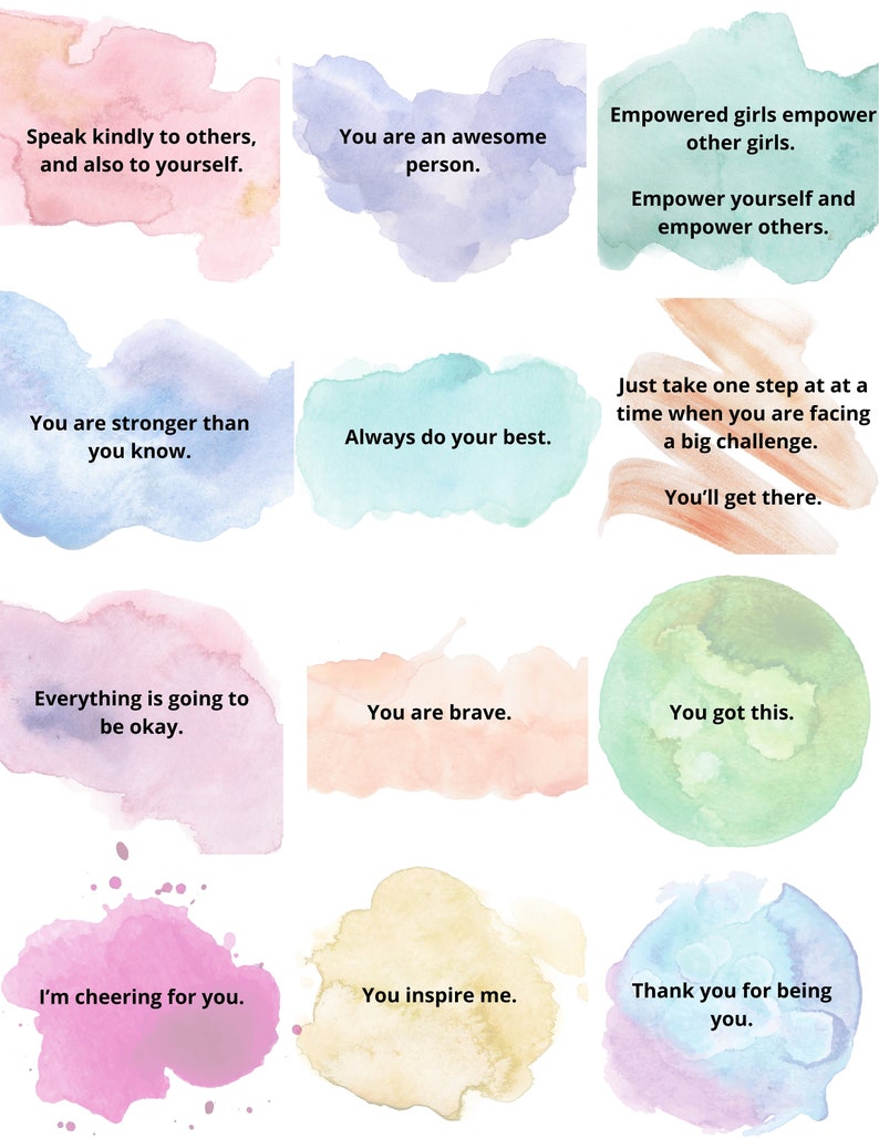 Positive Affirmation Cards for Positive Thoughts, Printable Notes With ...