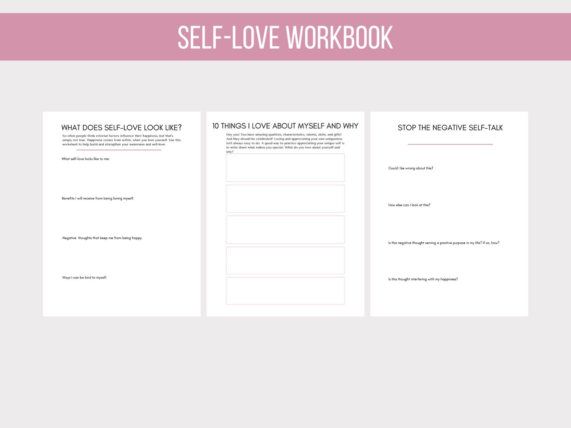 Self Love Journal, Self-care Planner, Confidence Workbook, Printable ...
