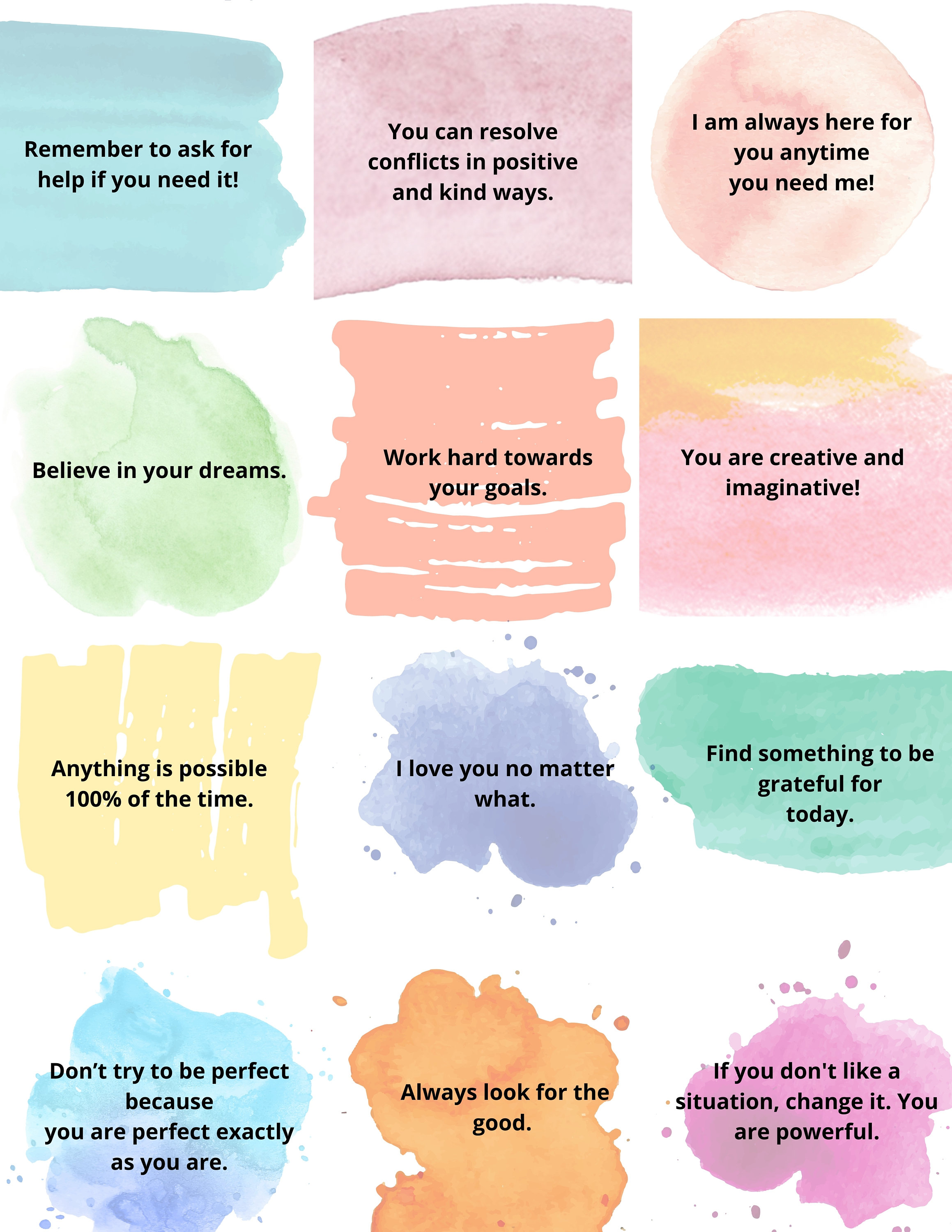 Positive Affirmation Cards for Positive Thoughts, Printable Notes With ...