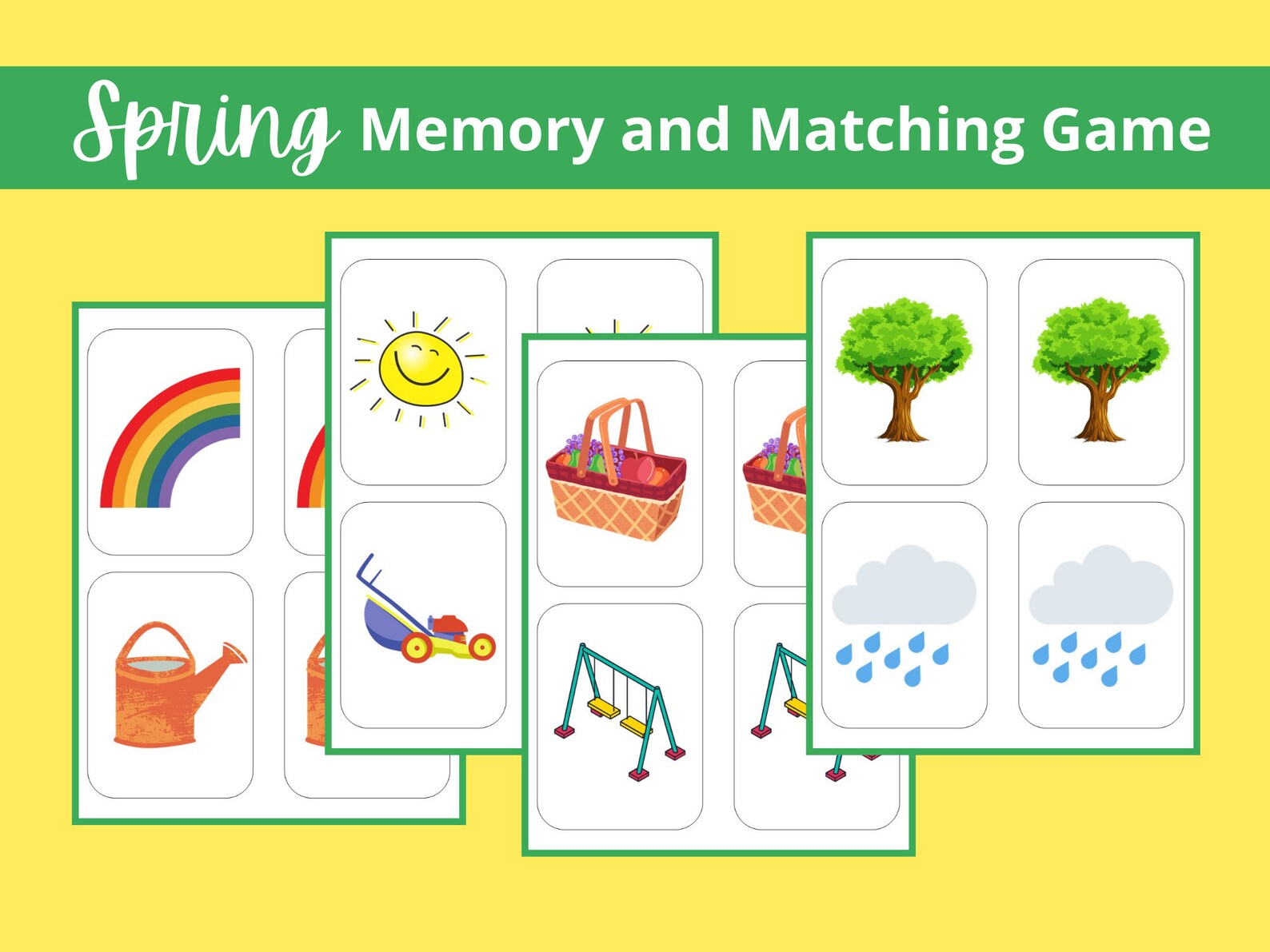 Spring Theme Matching Game | Printable Memory Game | Indoor Activity ...