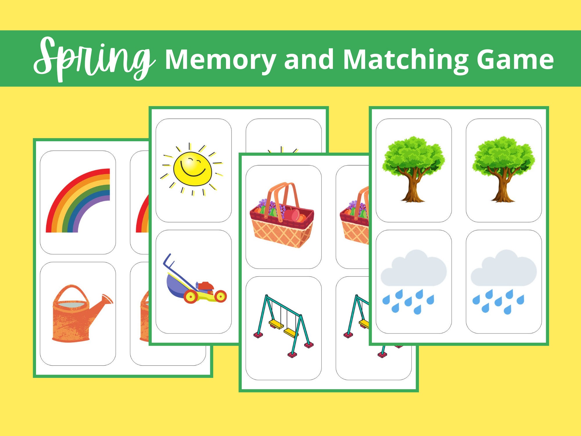 Spring Theme Matching Game | Printable Memory Game | Indoor Activity ...