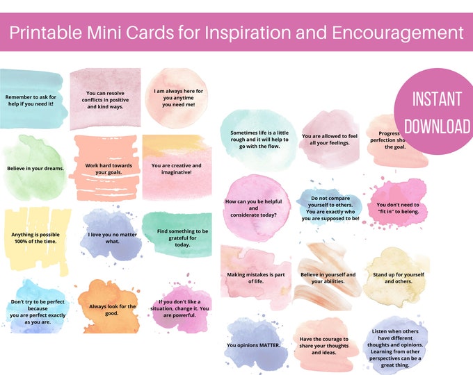 Positive Affirmation Cards for Positive Thoughts, Printable Notes With ...