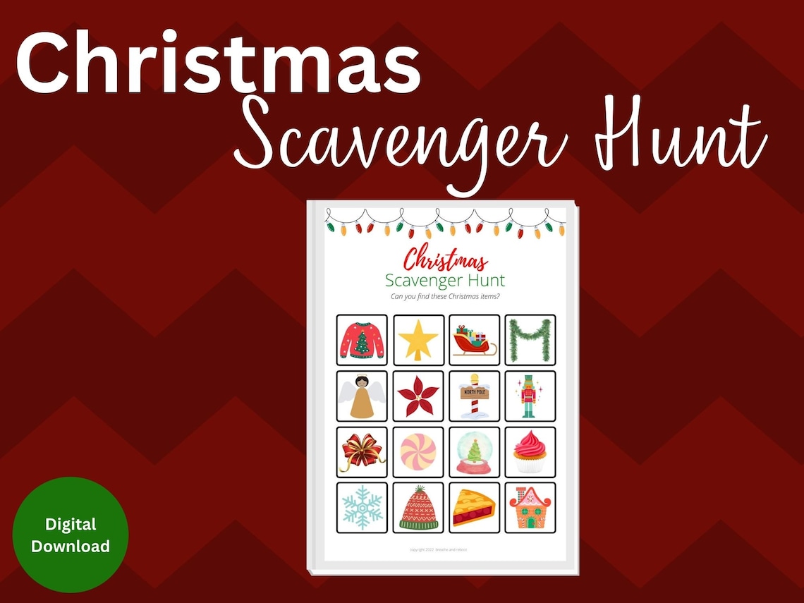 Christmas Scavenger Hunt Printable Christmas Party Game Activity - Etsy