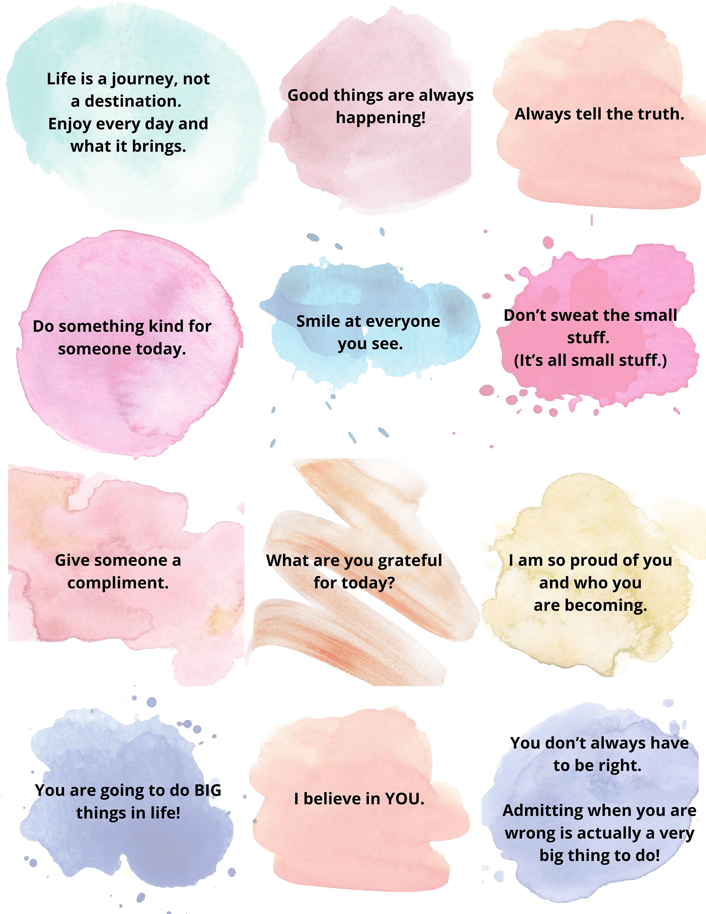 Positive Affirmation Cards for Positive Thoughts, Printable Notes With ...