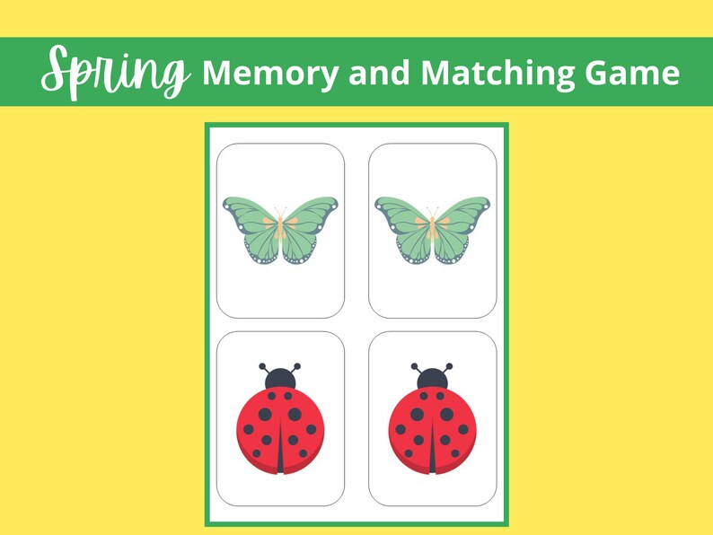 Spring Theme Matching Game | Printable Memory Game | Indoor Activity ...