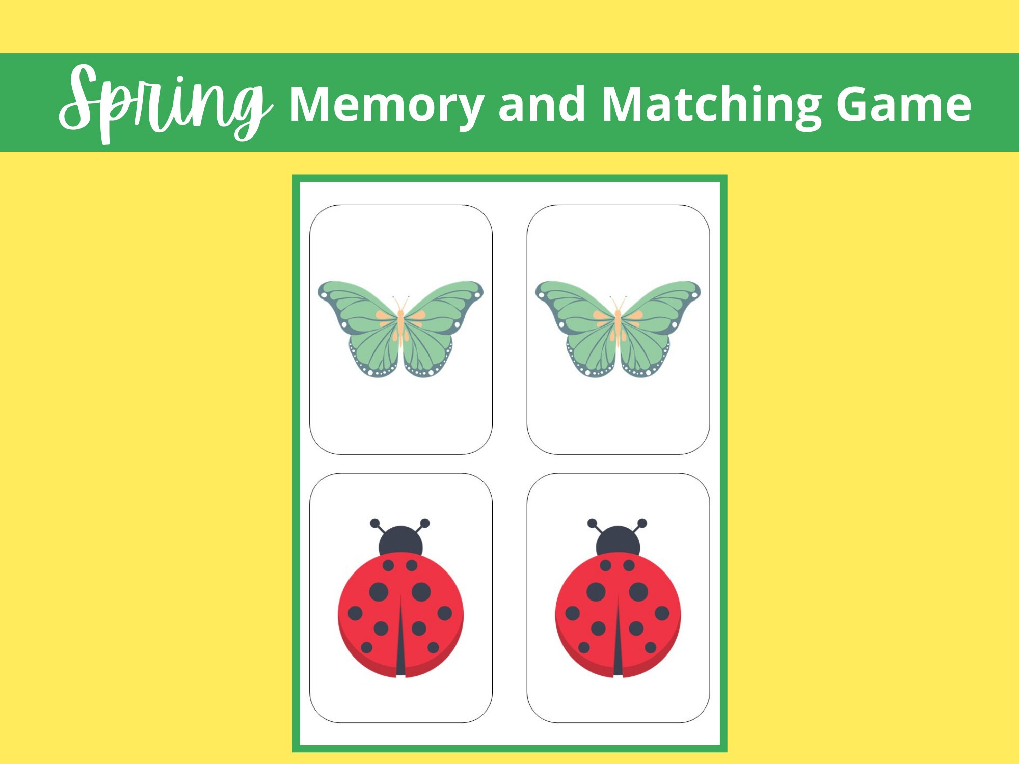 Spring Theme Matching Game | Printable Memory Game | Indoor Activity ...