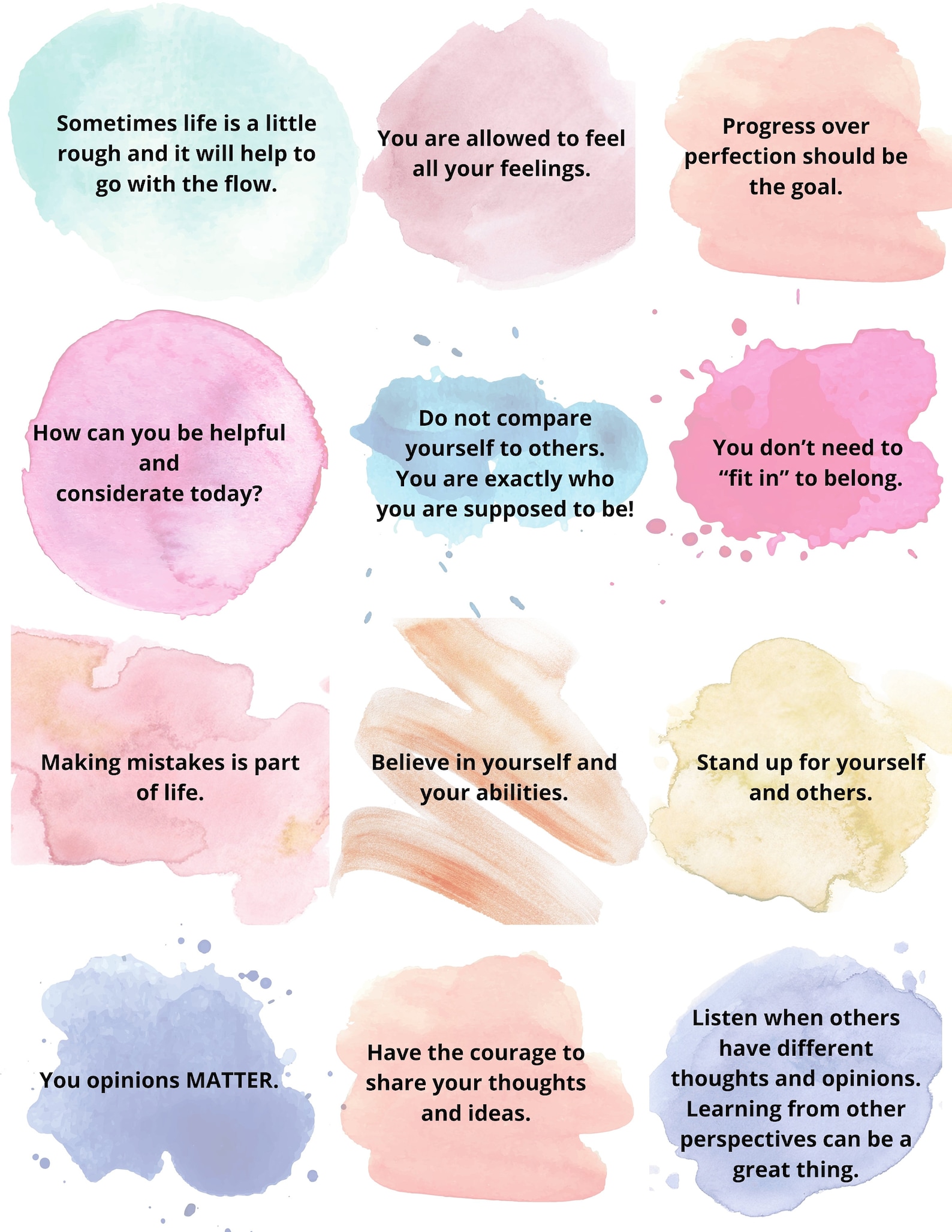 Positive Affirmation Cards for Positive Thoughts, Printable Notes With ...