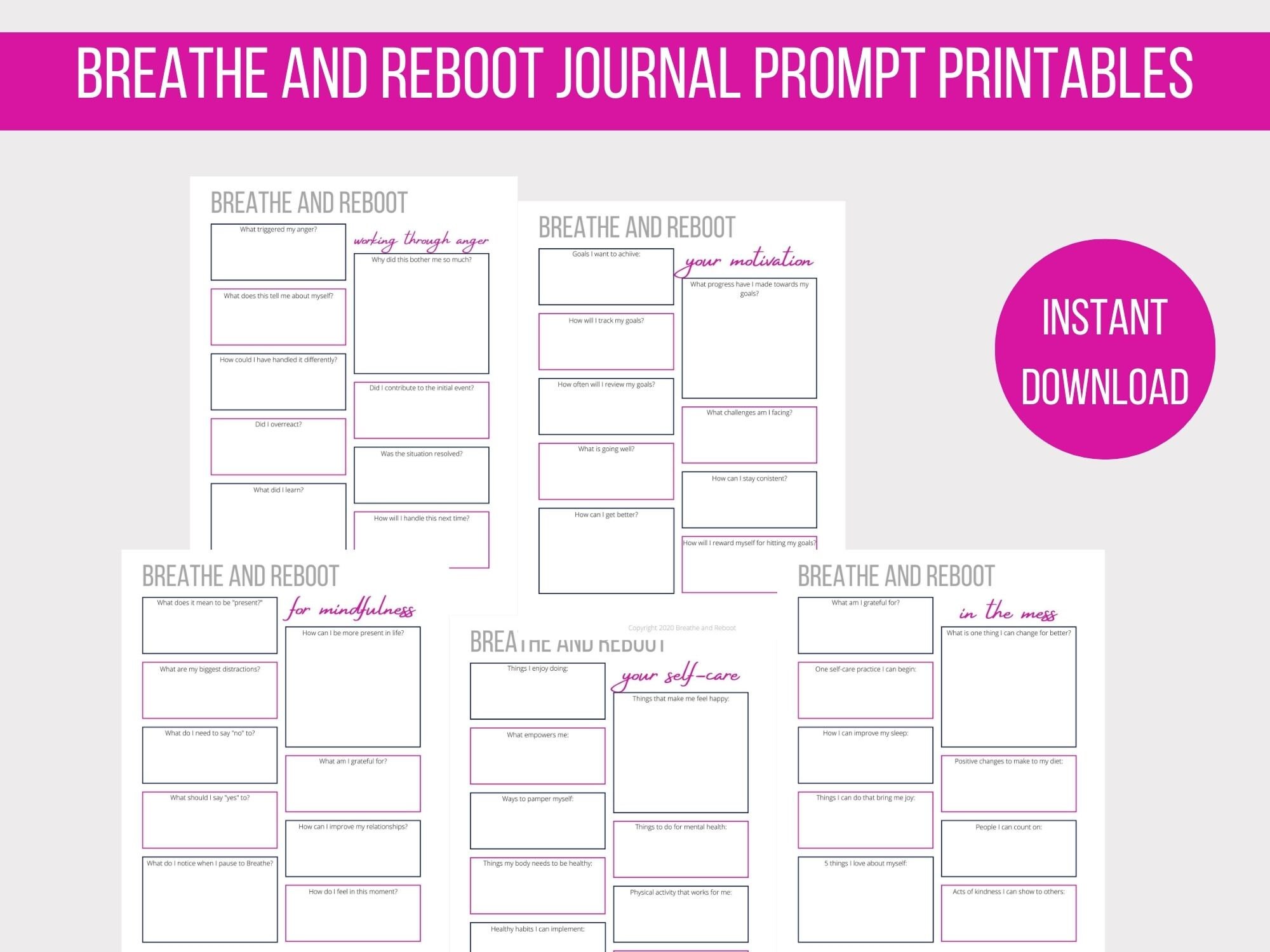 Self Care Journal, Self Care Printable, Mindfulness Journal, Personal ...