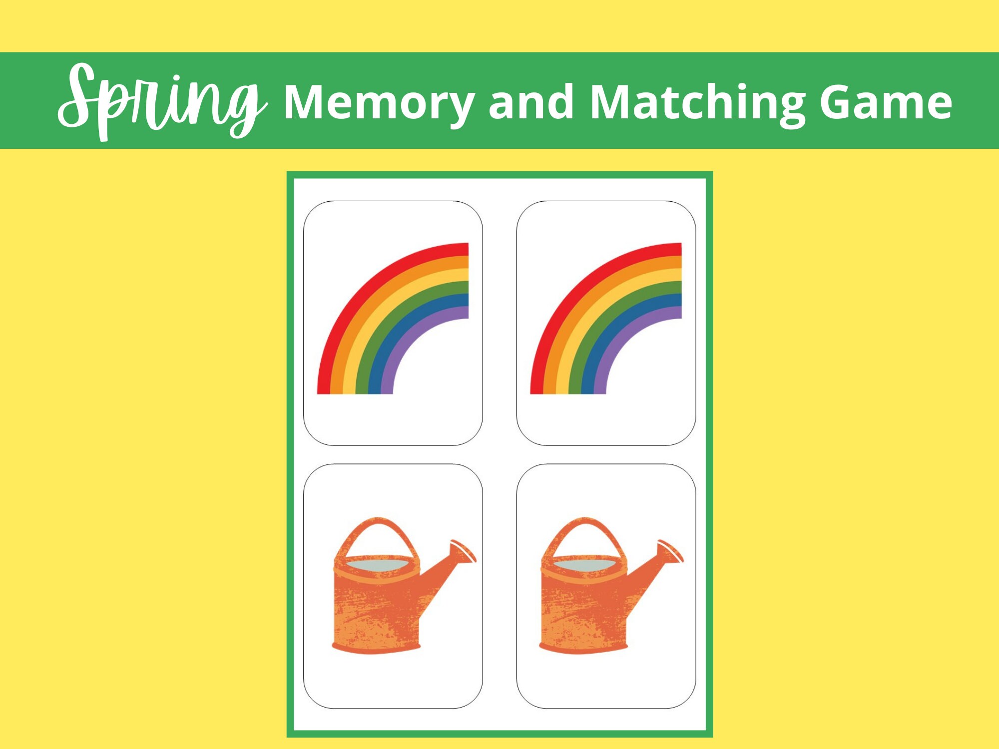 Spring Theme Matching Game | Printable Memory Game | Indoor Activity ...