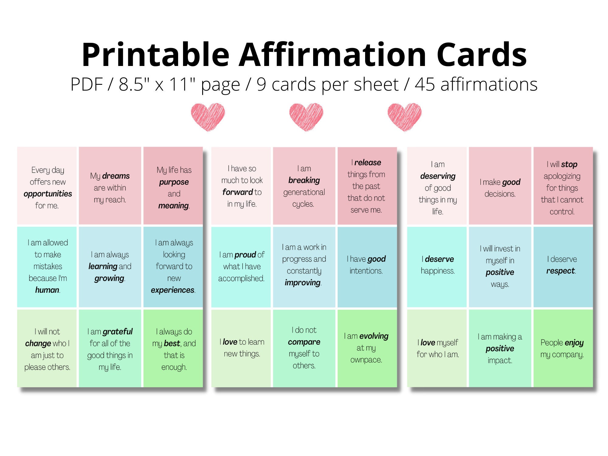 Printable Affirmation Cards , Affirmation Cards Printable, Growth ...