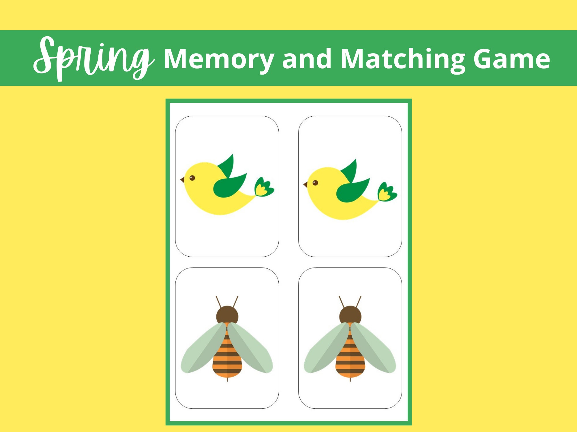 Spring Theme Matching Game | Printable Memory Game | Indoor Activity ...