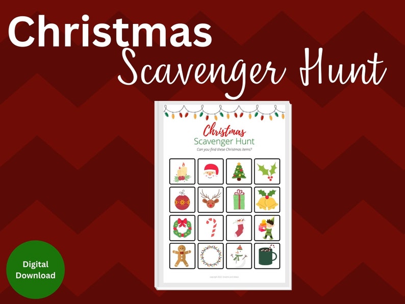 Christmas Scavenger Hunt Printable Christmas Party Game Activity - Etsy