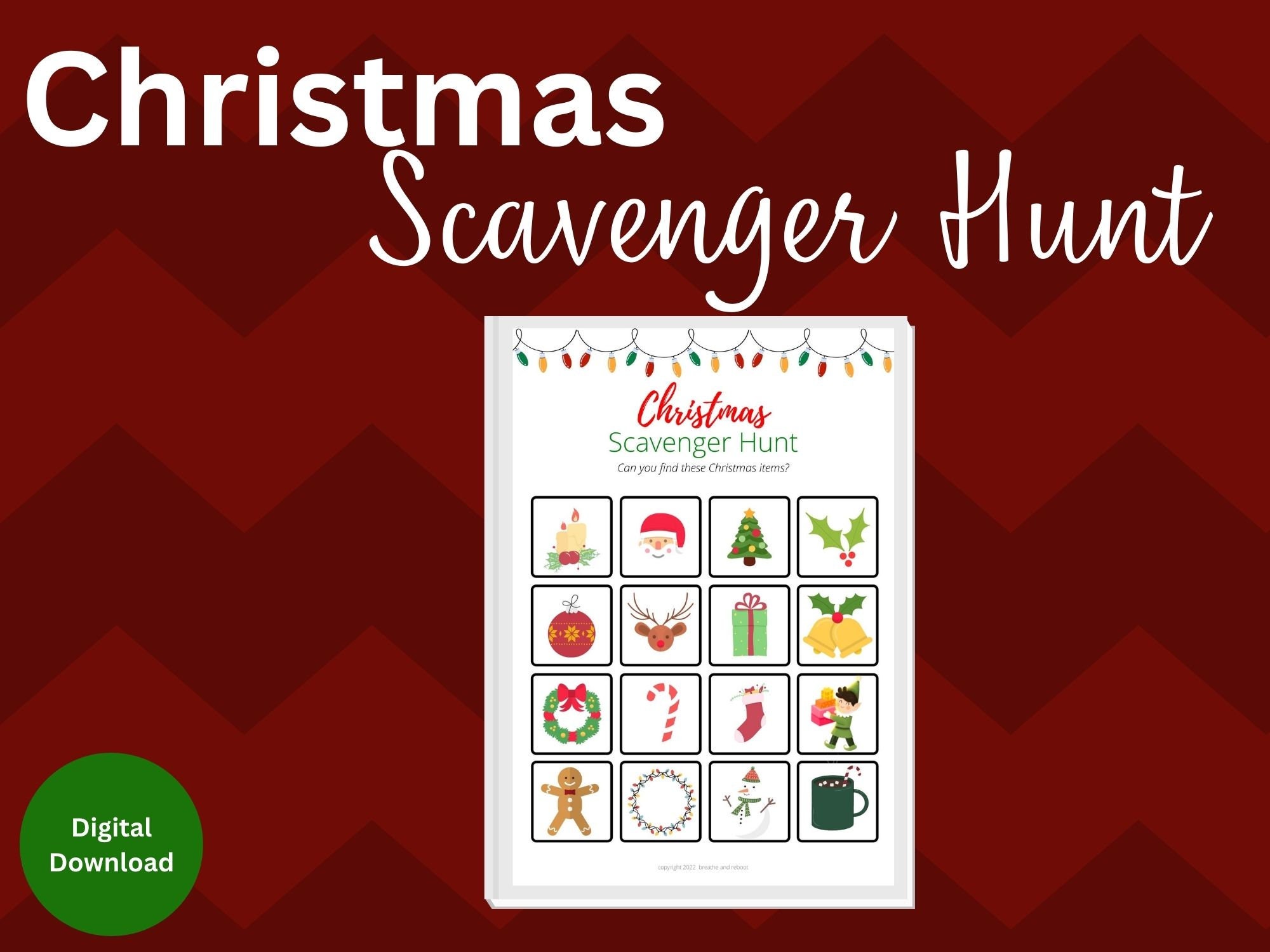 Christmas Scavenger Hunt Printable Christmas Party Game Activity - Etsy