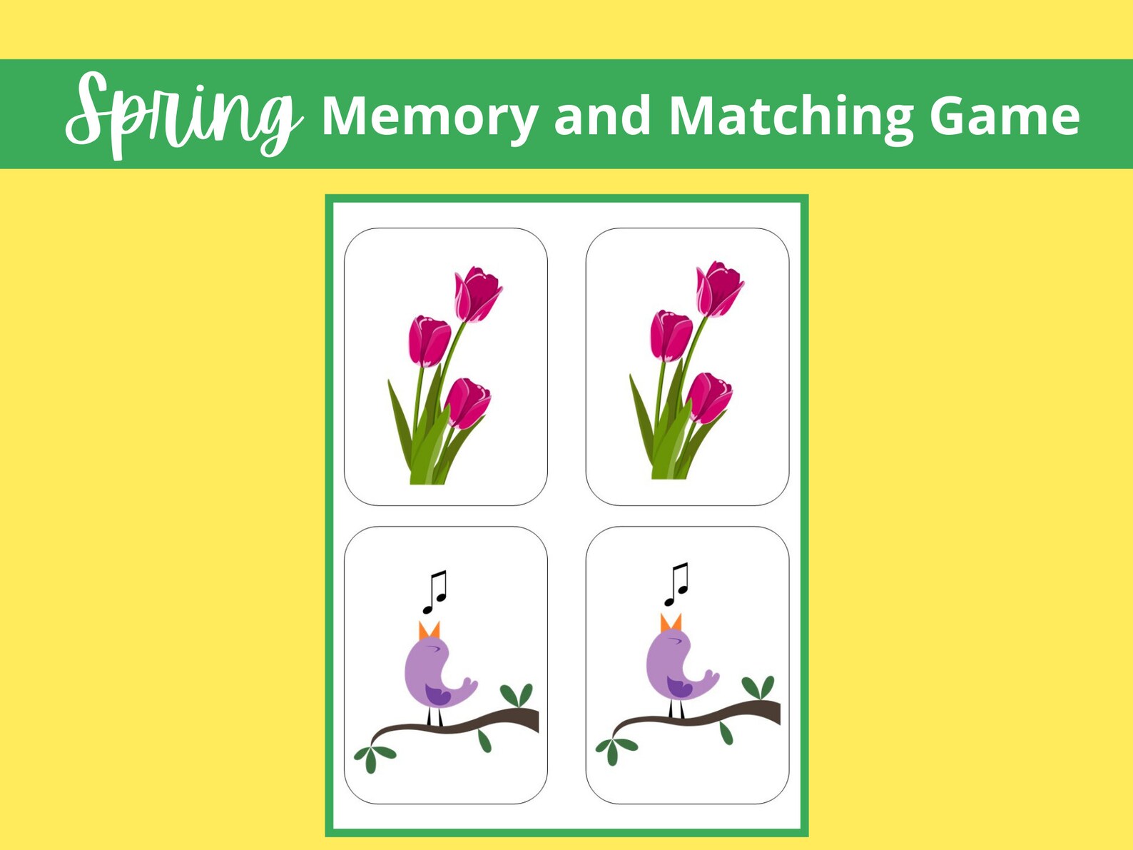 Spring Theme Matching Game | Printable Memory Game | Indoor Activity ...