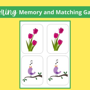 Spring Theme Matching Game | Printable Memory Game | Indoor Activity ...