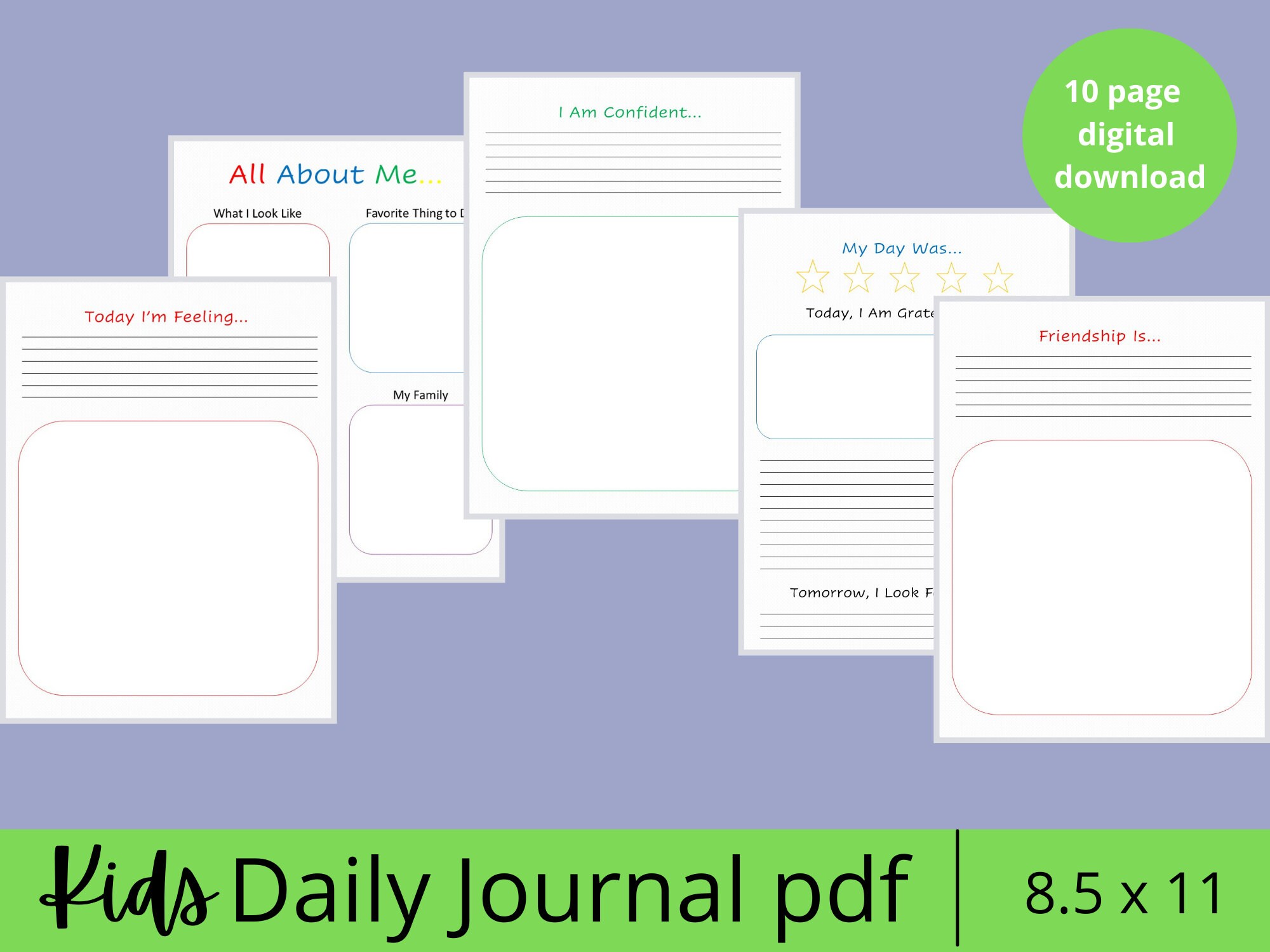 Kids Journal Printable Daily Diary for Children Gratitude and ...