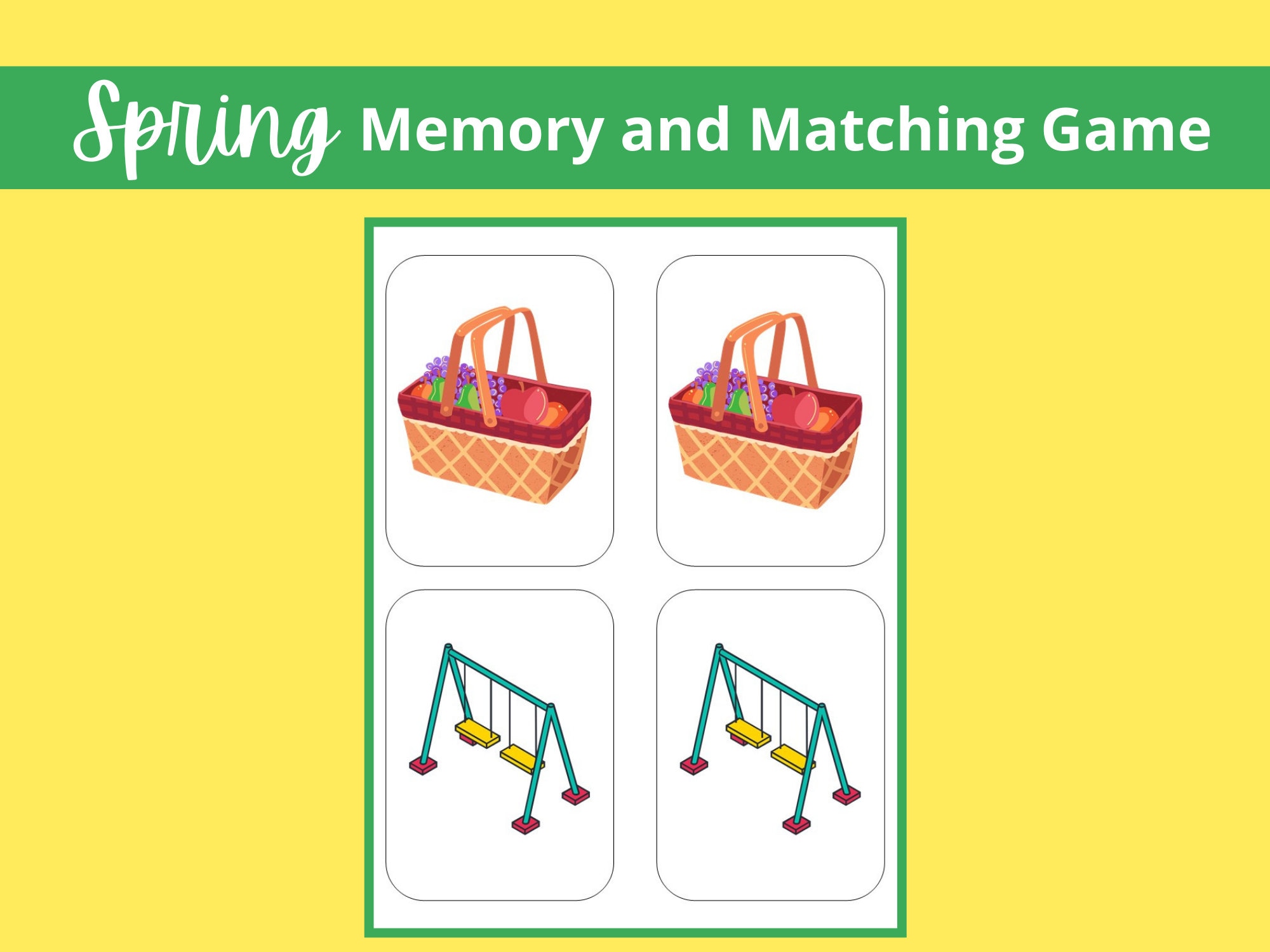 Spring Theme Matching Game | Printable Memory Game | Indoor Activity ...