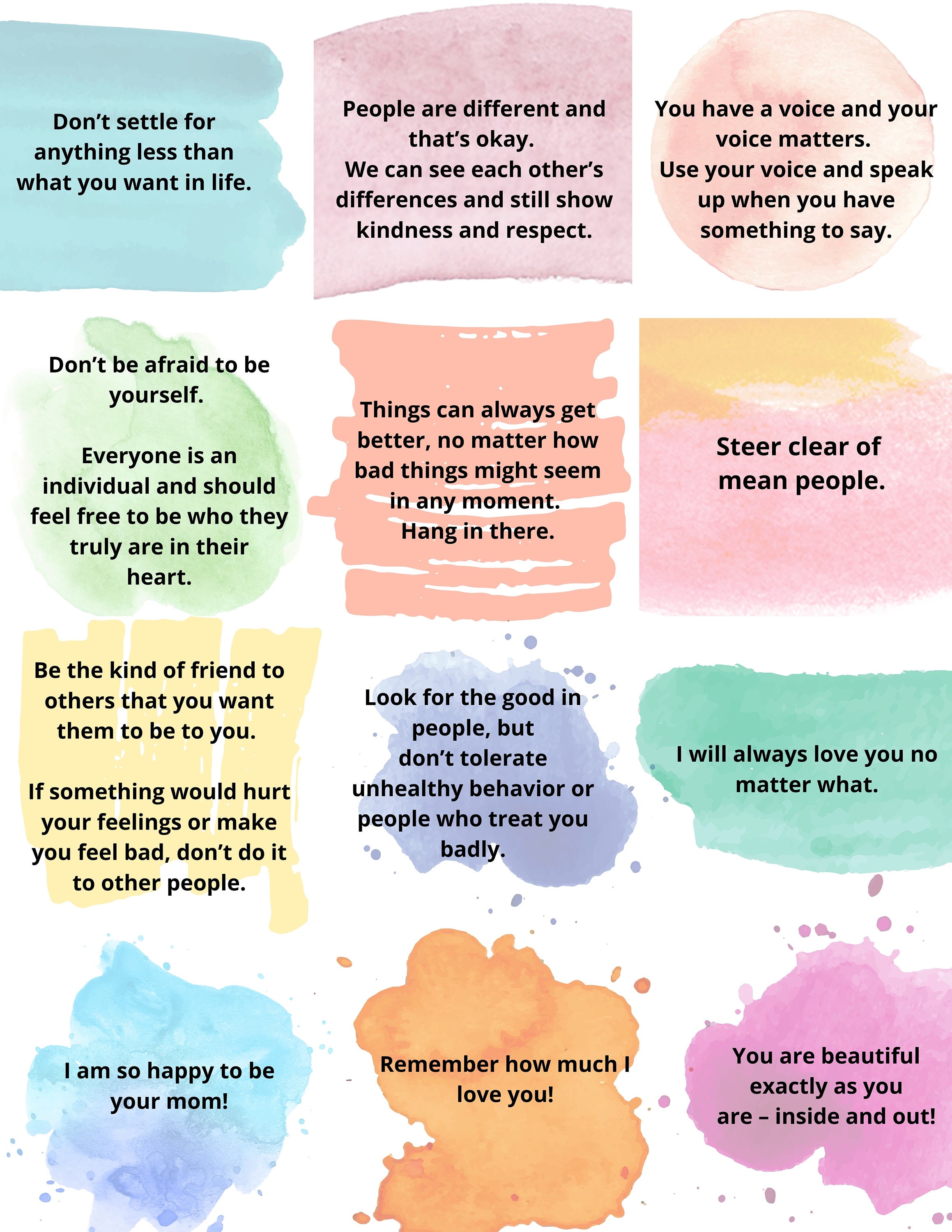 Positive Affirmation Cards for Positive Thoughts, Printable Notes With ...