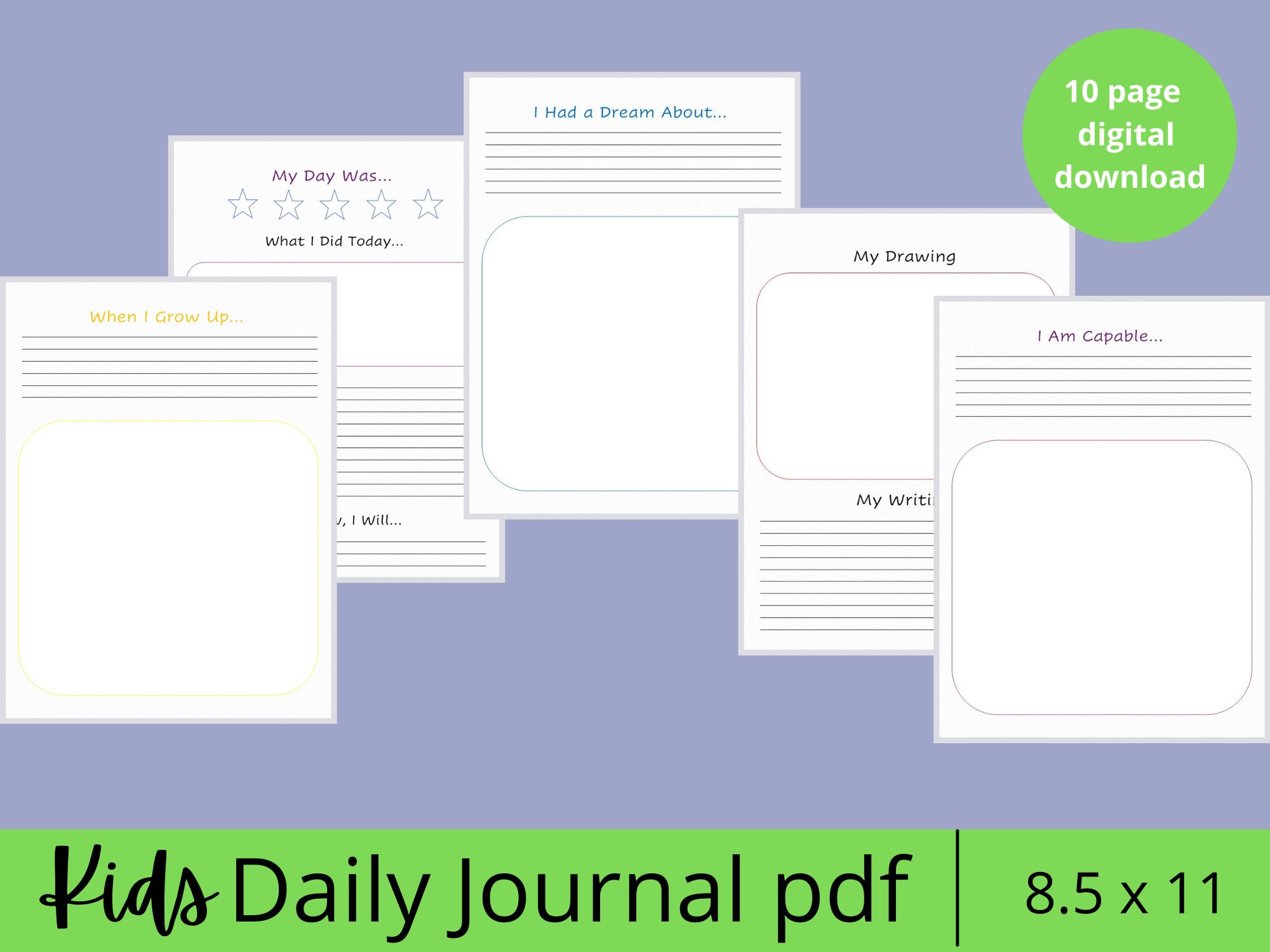 Kids Journal Printable Daily Diary for Children Gratitude and ...