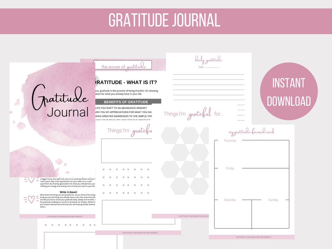Gratitude Journal Printable, Self-care Printable, Reflection Planner ...