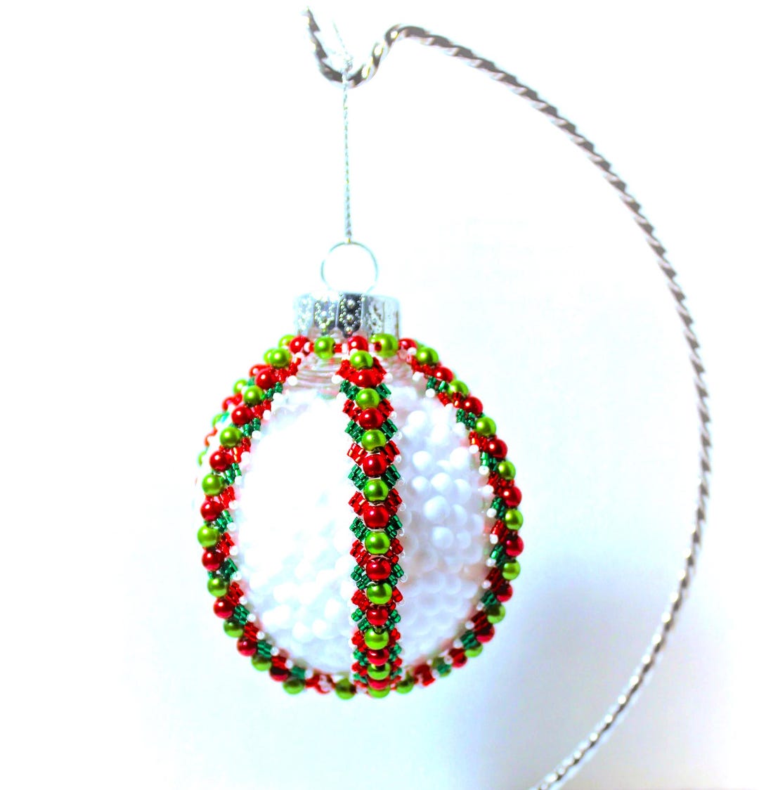Handmade Beaded Bauble Christmas Ornament - Etsy