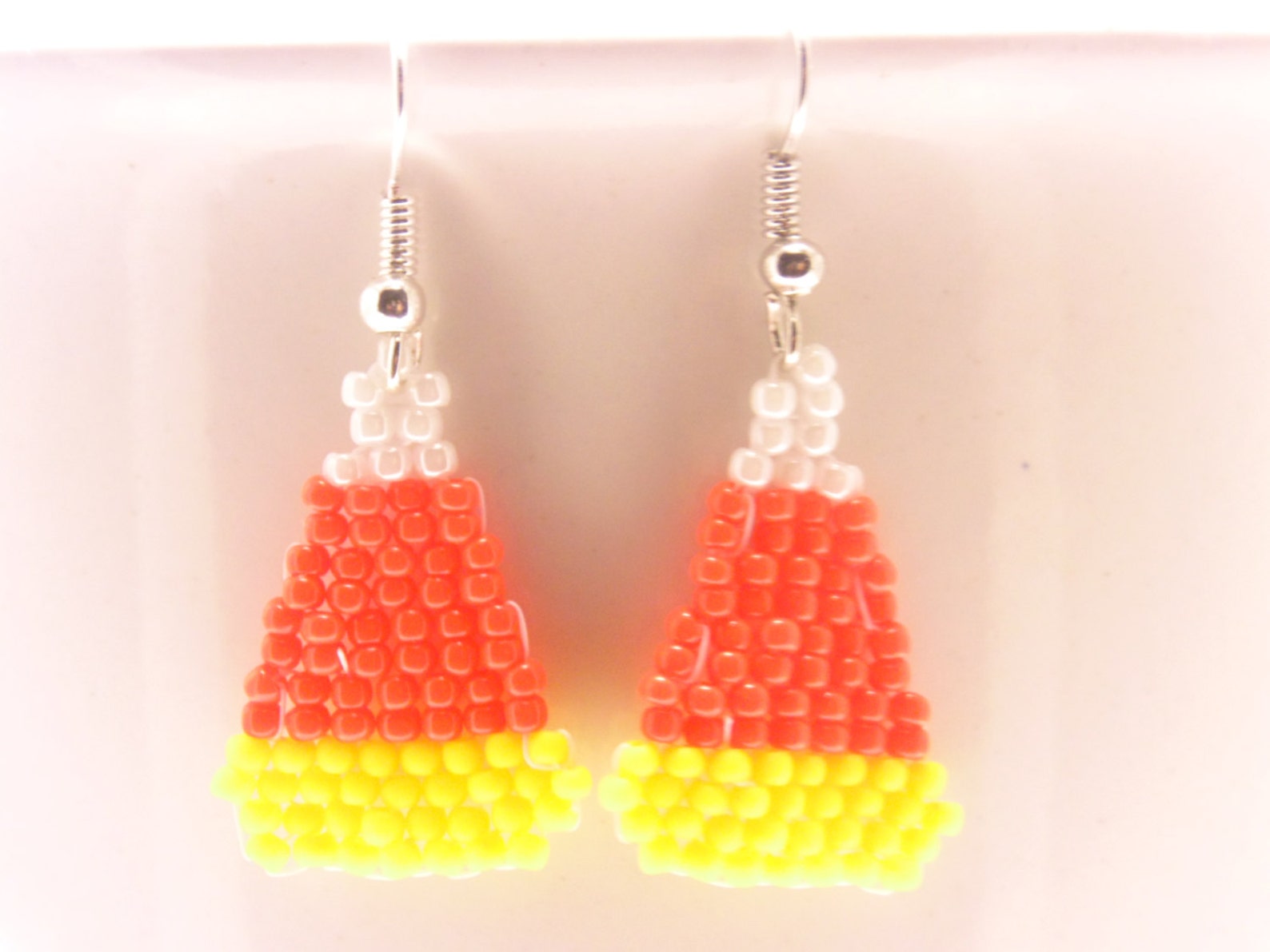 Candy Corn Earrings, Halloween Earrings, Beaded Halloween Earrings ...