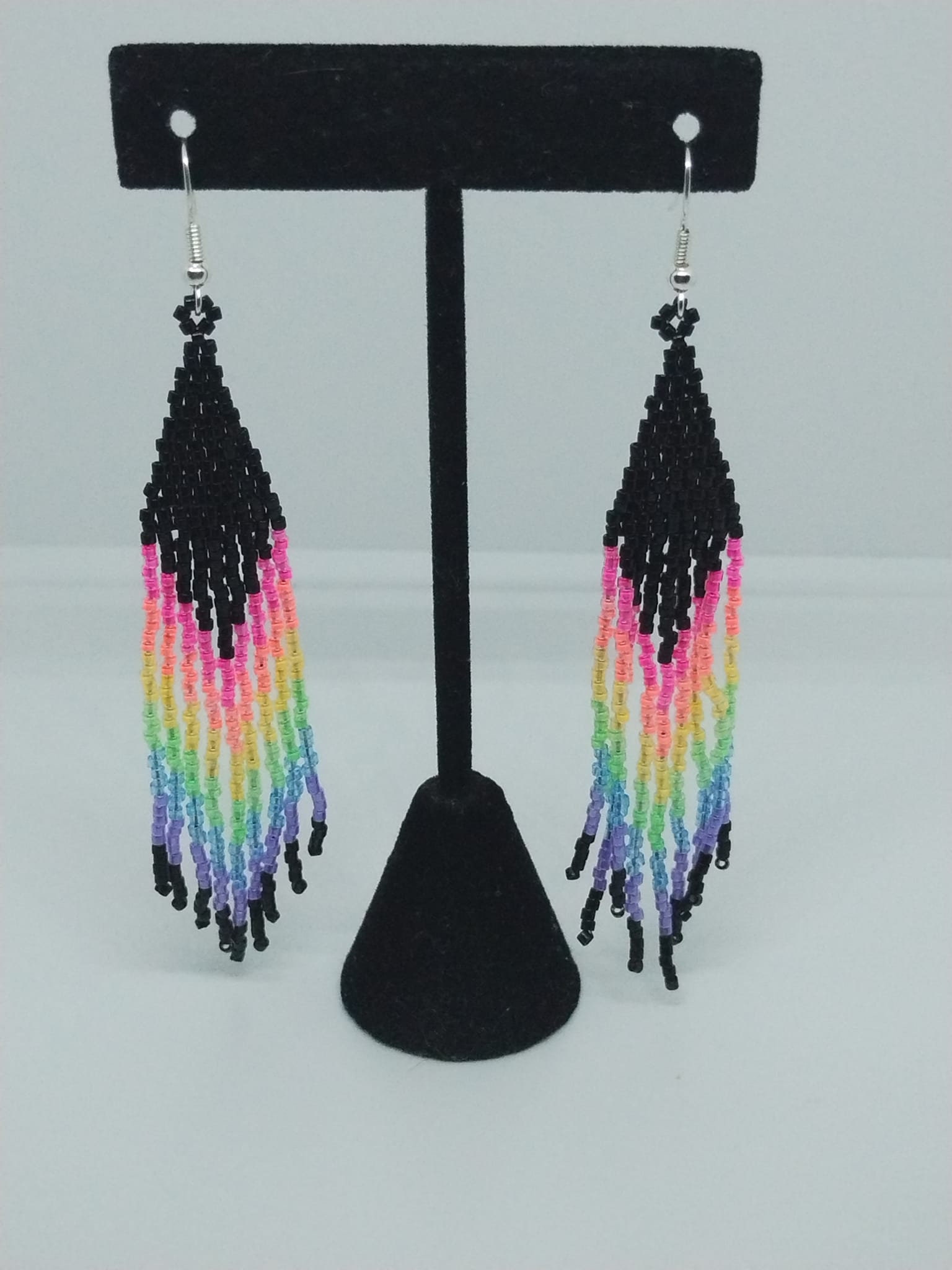 Handmade Rainbow Neon Fringe Dangle Earrings - Etsy