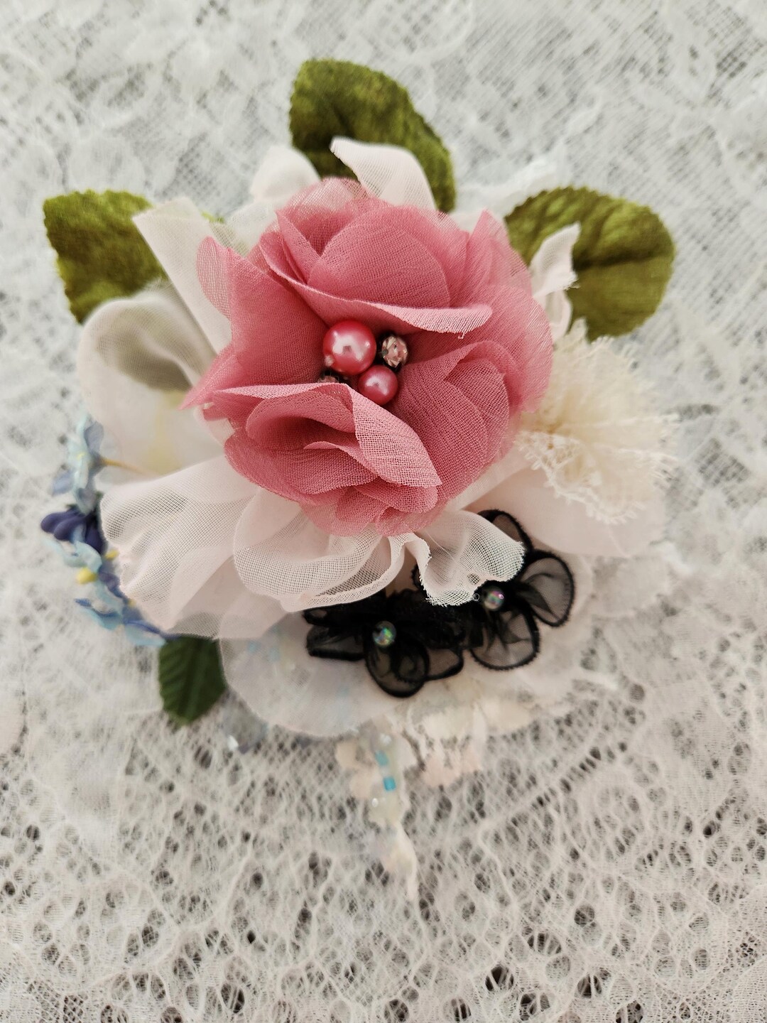 Chiffon Rose Pin, Abby Style, Small Ribbon Rose Brooch, Victorian ...