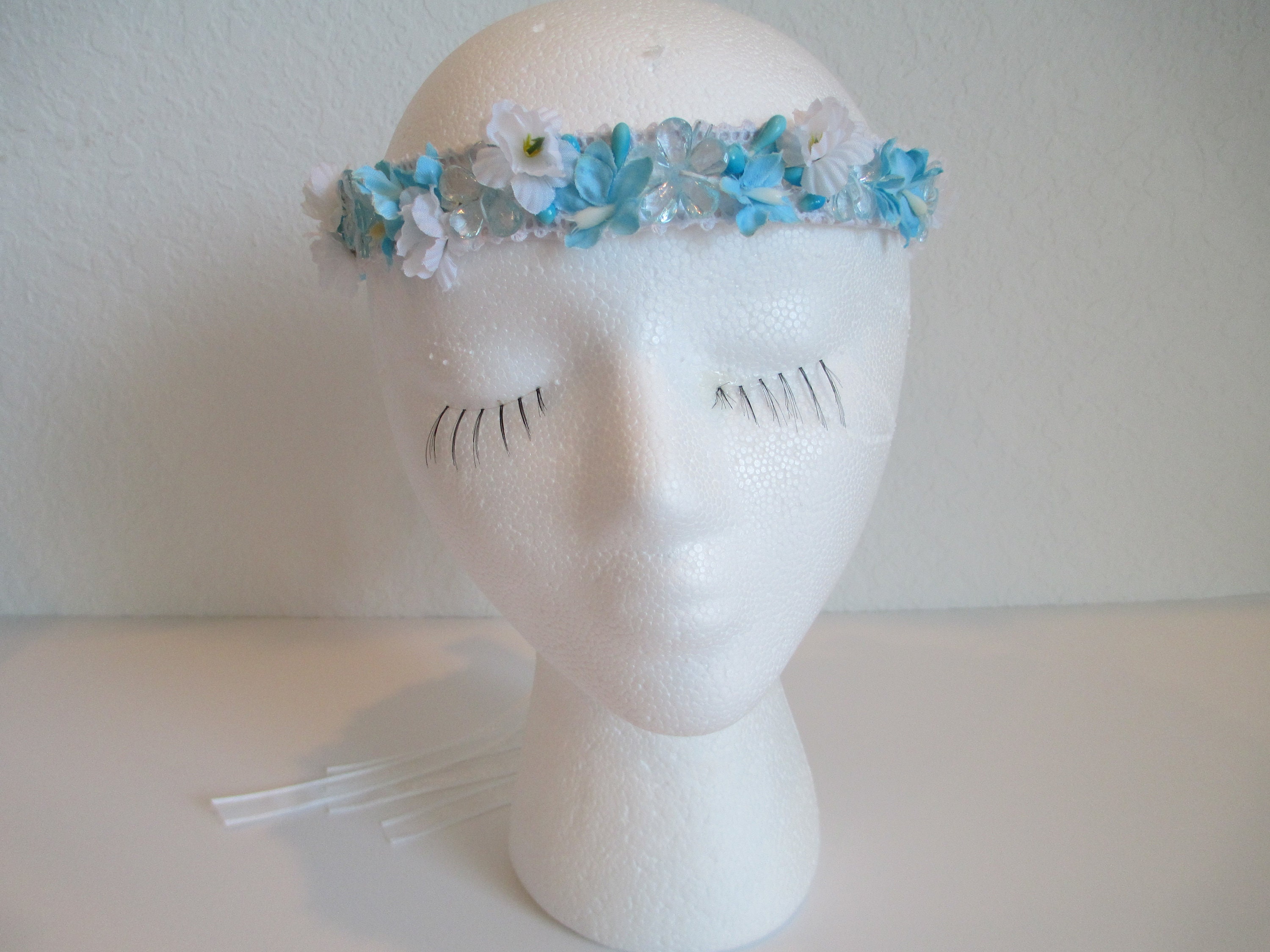 FLOWER GIRL Halo, Wedding Bridal Hair Accessory, Aqua/turquoise, Floral ...